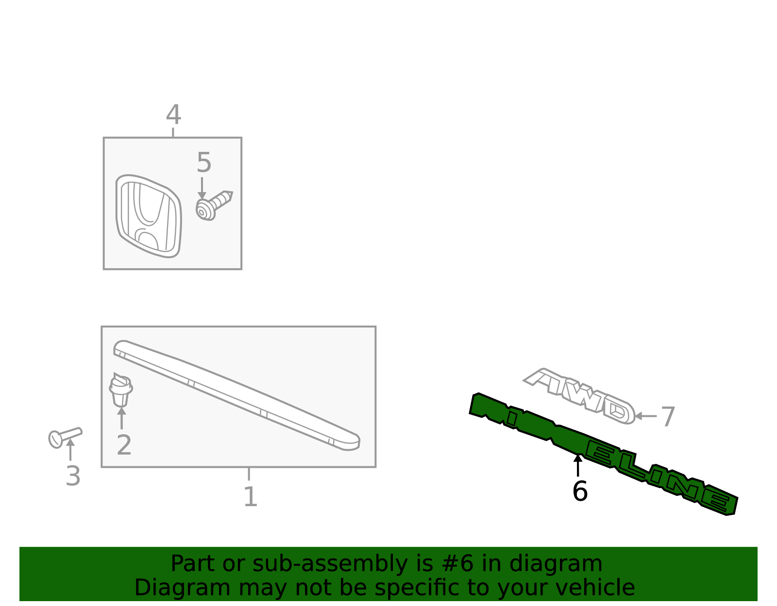 75722-T6Z-A01 - 2017-2023 Honda Ridgeline - Emblem Set Rear (Ridgeline ...