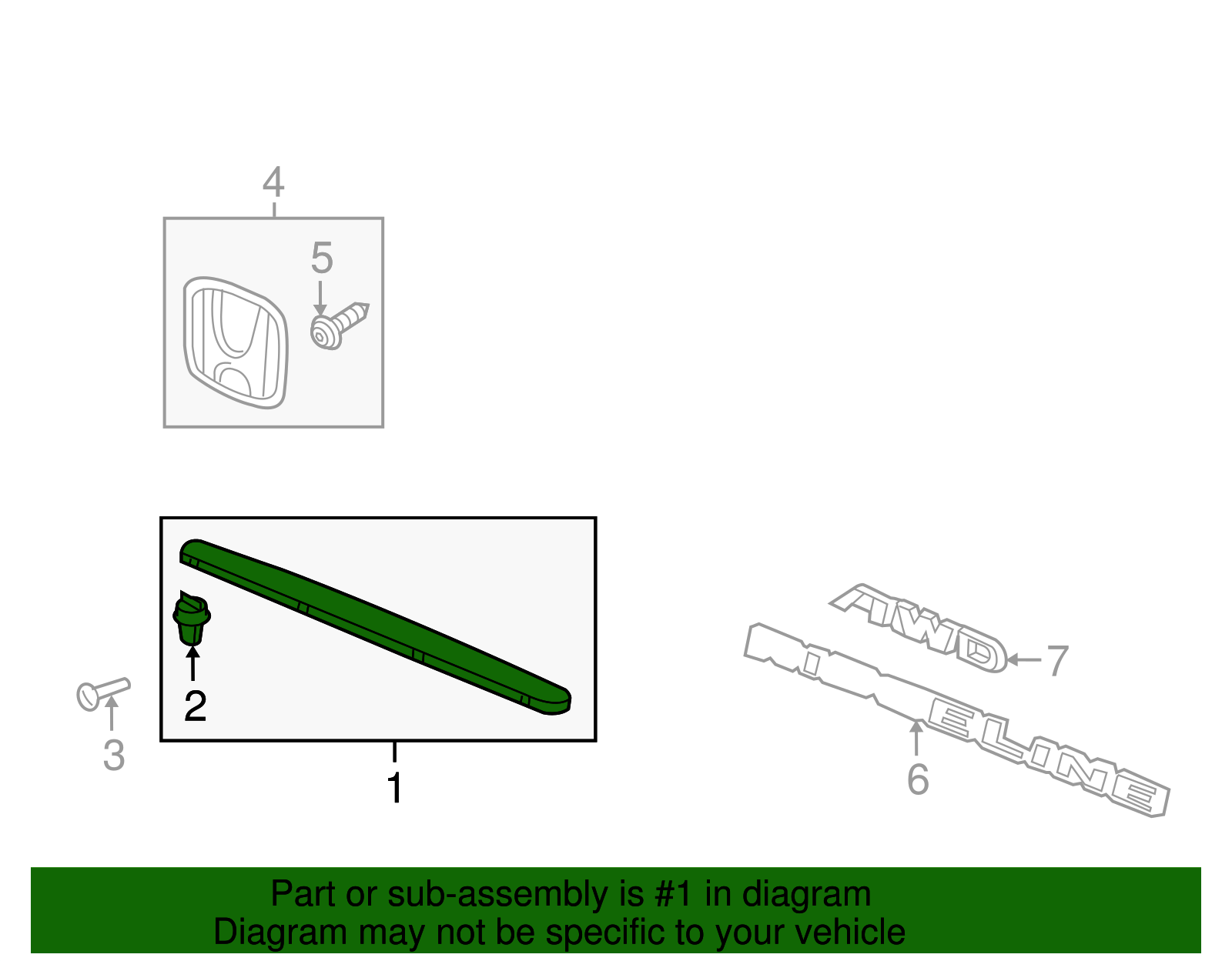 74895-T6Z-A02 - Upper Molding 2017-2025 Honda Ridgeline | Honda Parts Online