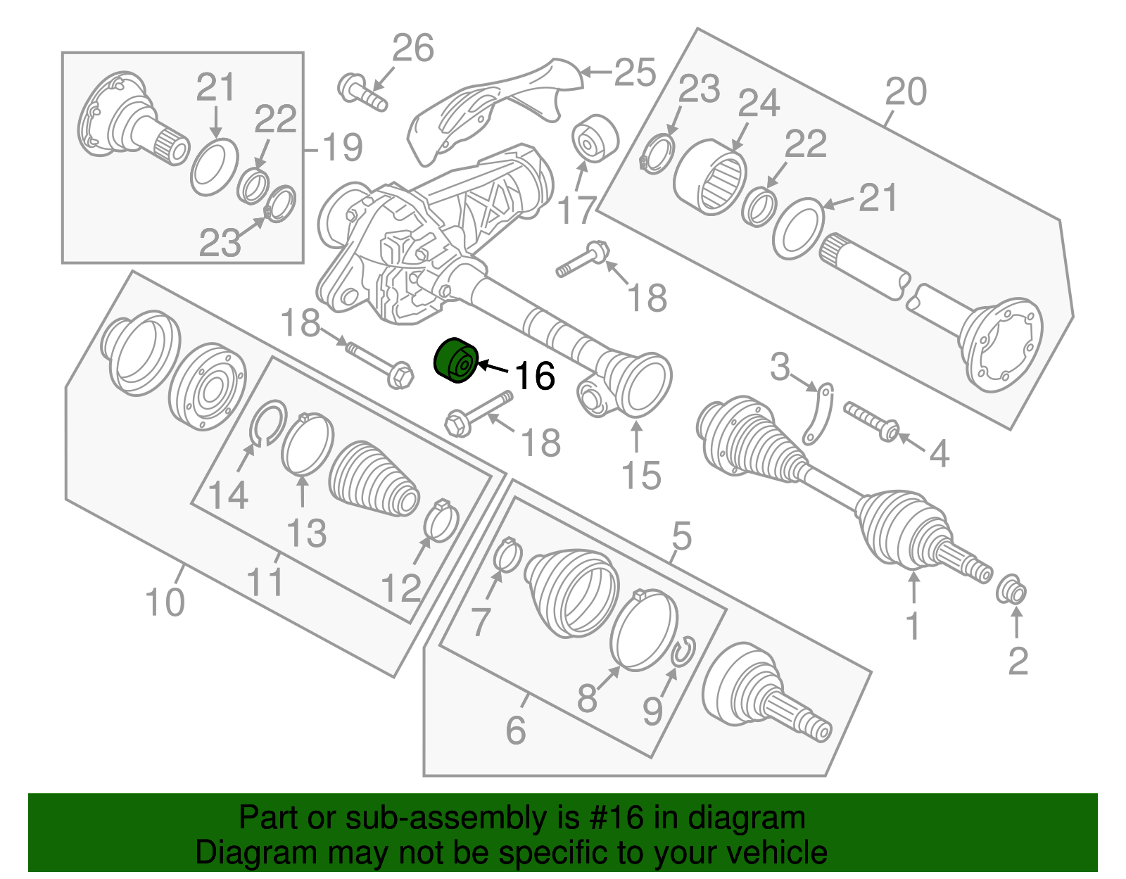 2011-2018 Porsche Cayenne Differential Assembly Front Bushing 958-349 ...