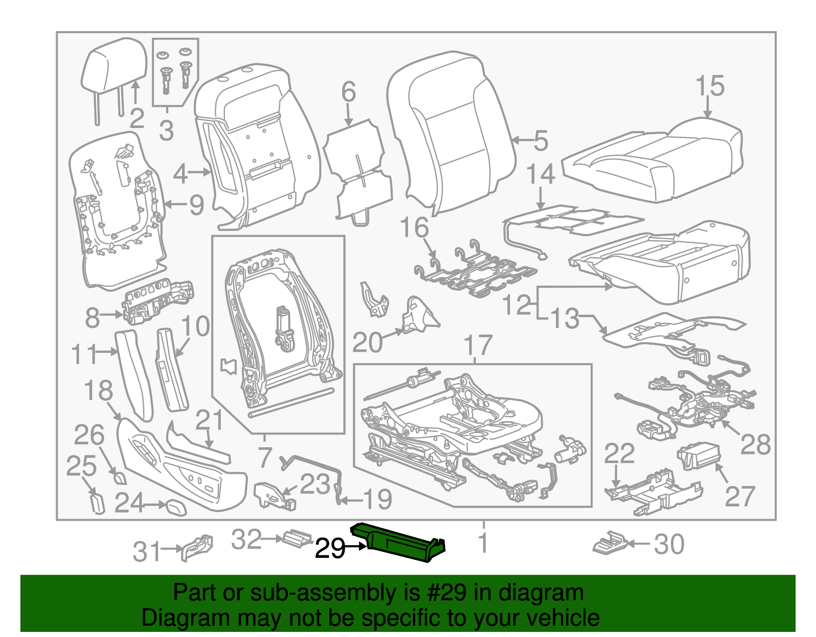 2014-2020 GM Jet Black Passenger Seat Adjuster Finish Cover 23218769 GM ...