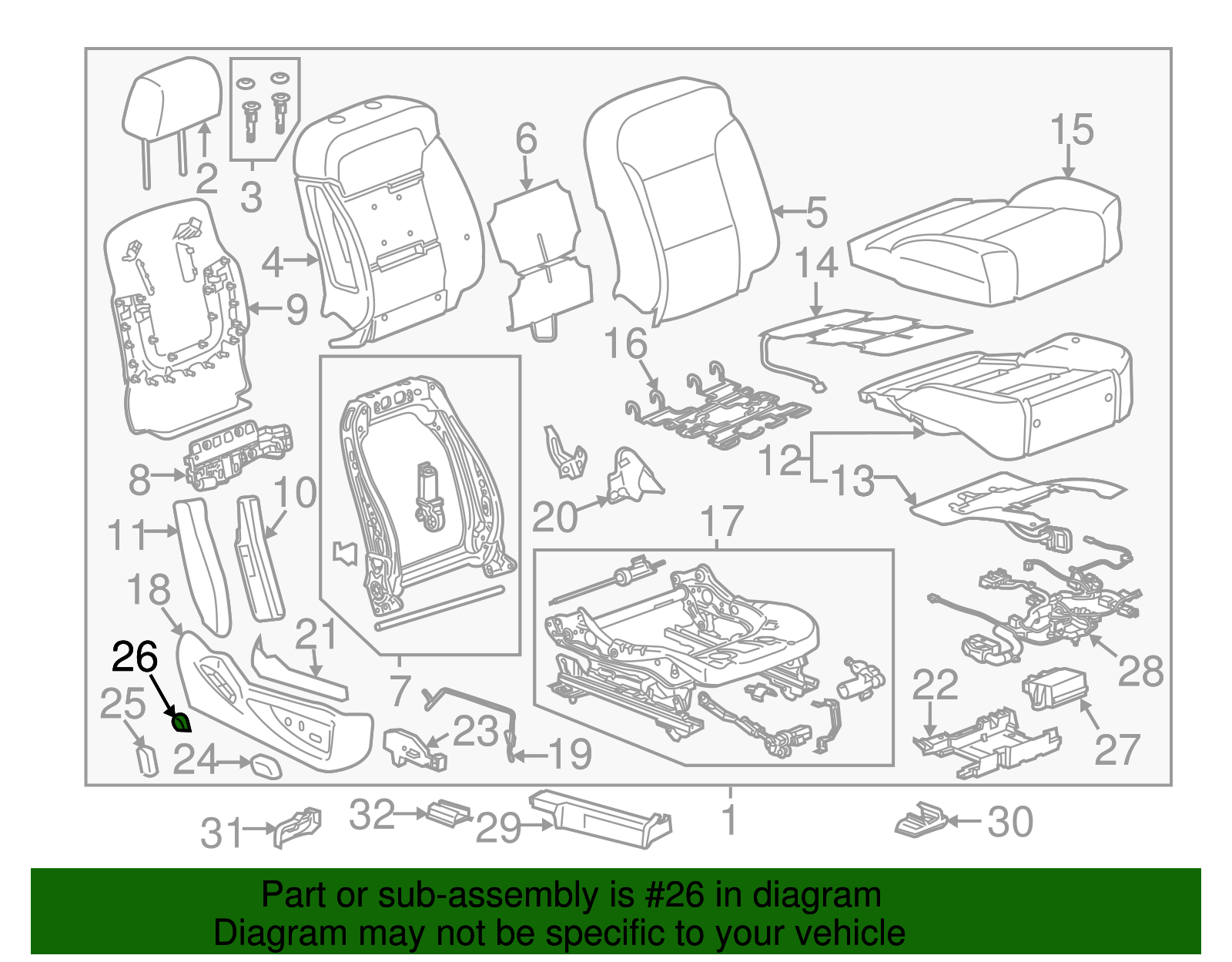2013-2025 GM Jet Black Front Passenger Side Seat Lumbar Support ...