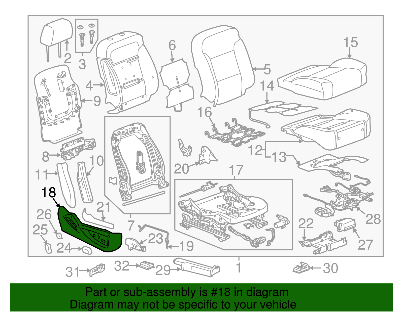 2015-2017 GM Dune Passenger Seat Cushion Outer Finish Cover 22940425 ...