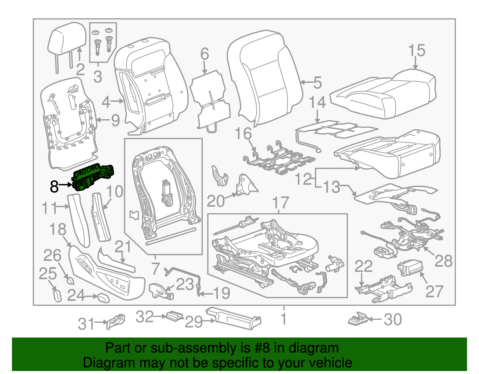 2014-2020 GM Front Seat Lumbar Support Cushion 22878574 | Chevy OEM Parts