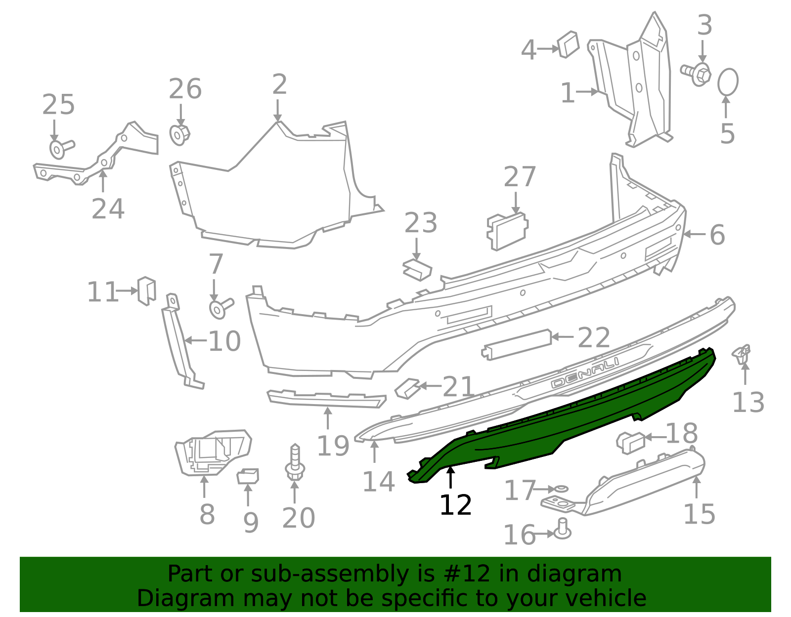 2020-2023 GMC Acadia Rear Bumper Fascia Lower Skid Plate 84749157 | OEM ...