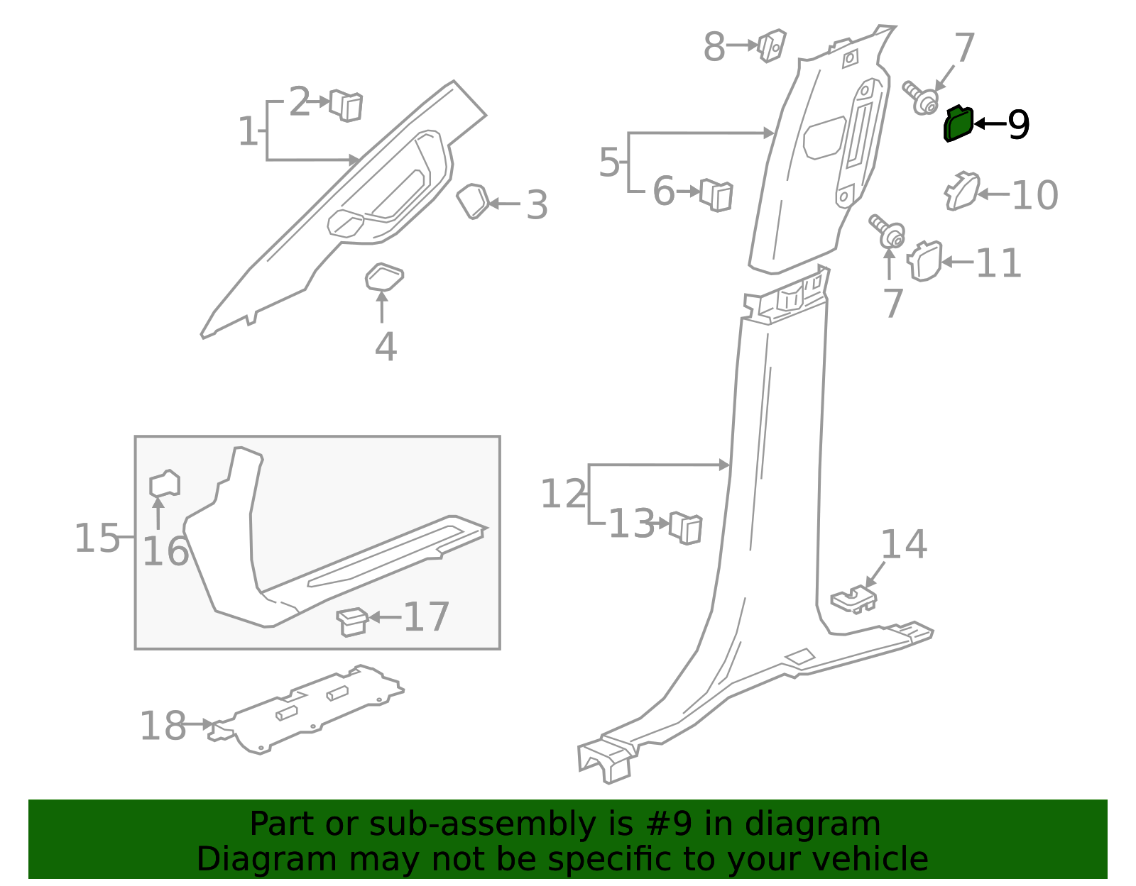 2019-2026 GM Upper Center Pillar Trim Cover 84677089 | TascaParts.com