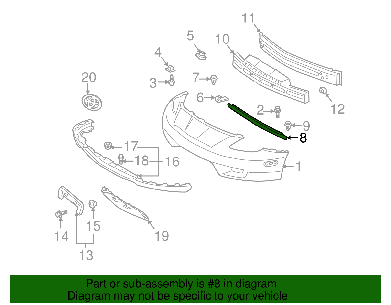 2000-2005 Toyota Celica Hood Seal (Front) 53395-20030 | Toyota Parts Center