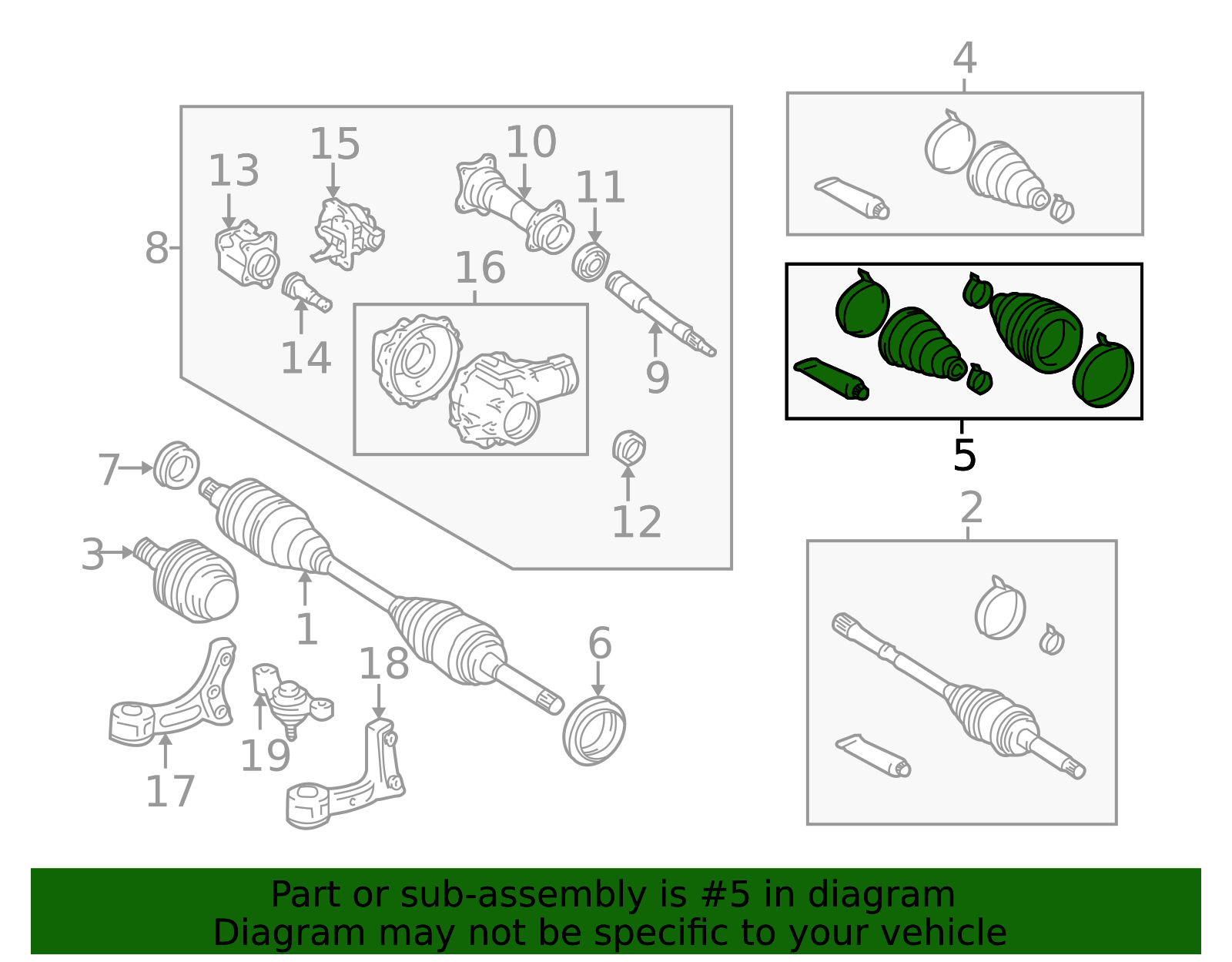 04438-0C020 - CV Joint Boot Kit (Left, Right, Front) 2000-2008 Toyota ...