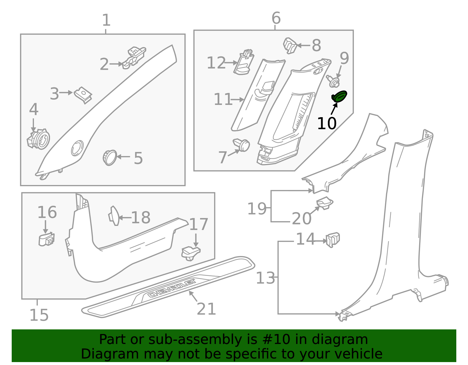 Light Ash Gray Passenger Side Center Pillar Upper Trim Panel Bolt Cap ...