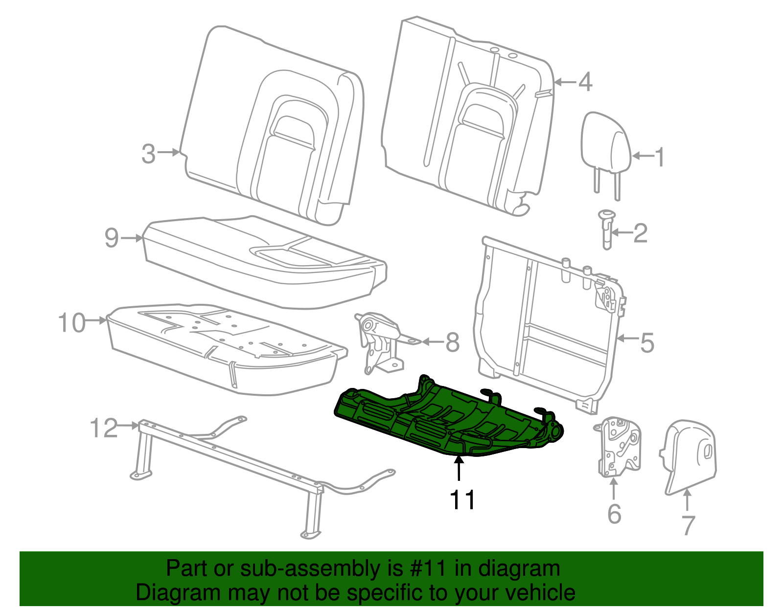 84120327 - 2015-2022 GM - Rear Driver Side Seat Cushion Frame ...