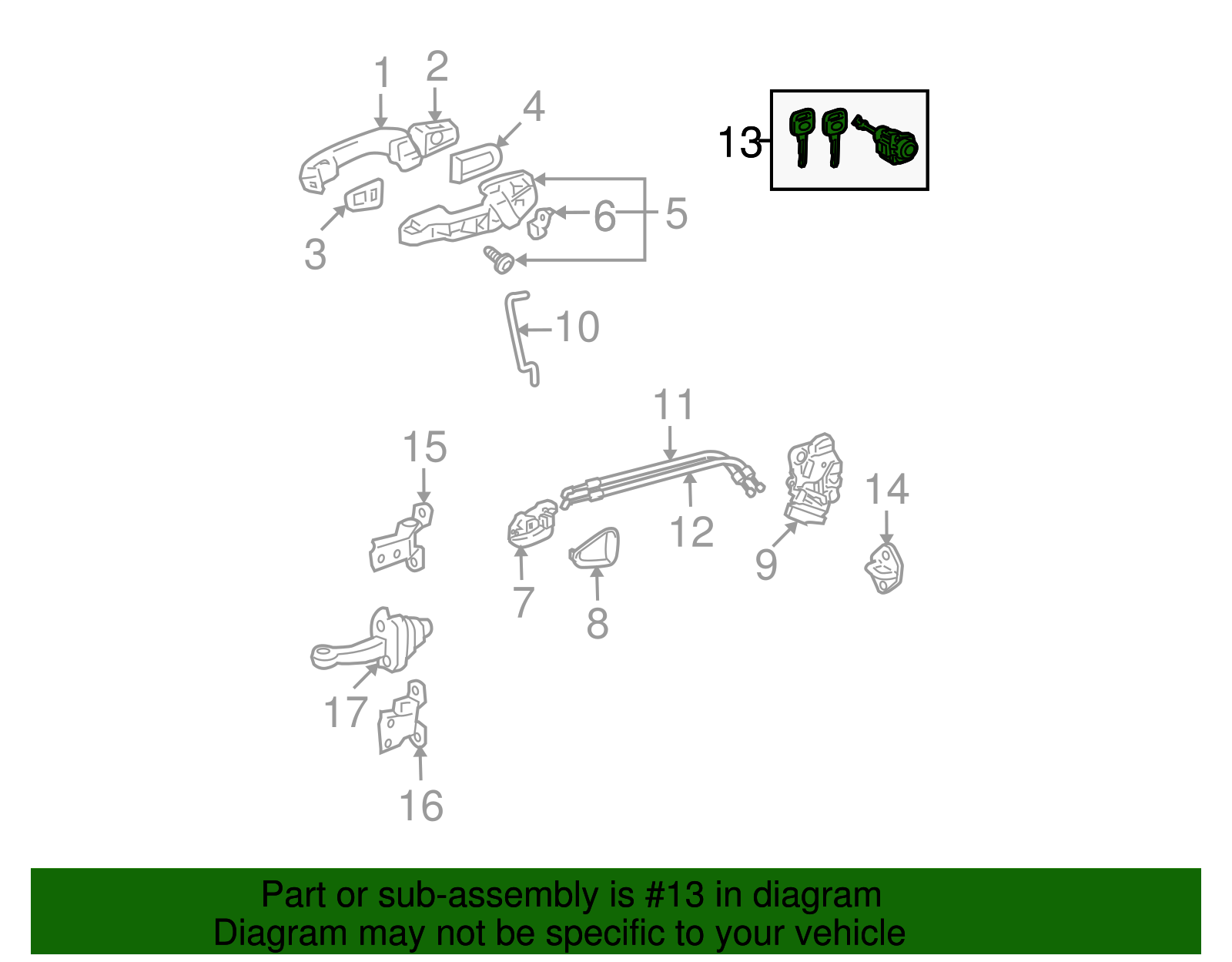 Genuine Toyota Cylinder & Keys part# 69052-42140 for 2006-2013 Toyota ...