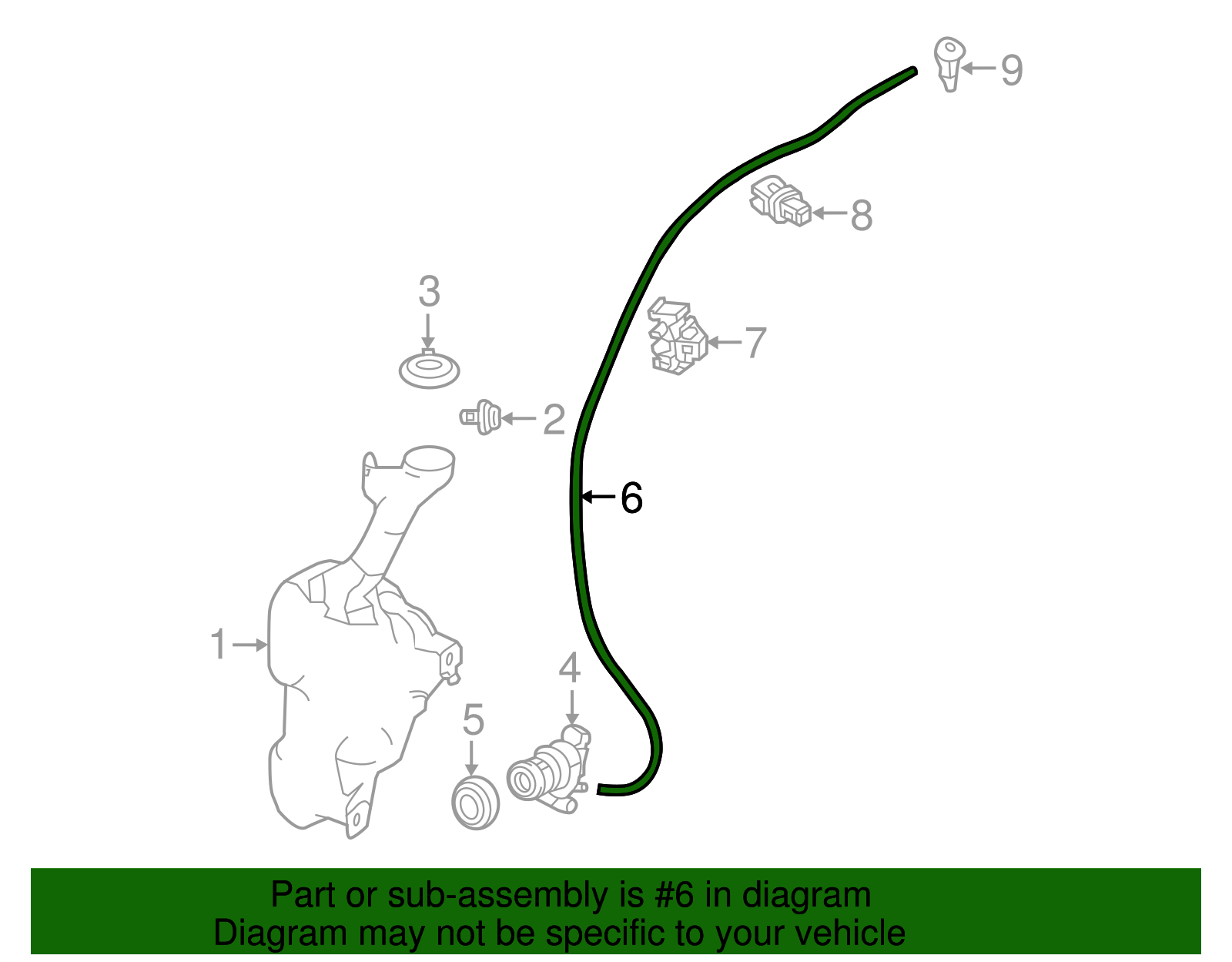 76853-T2F-A01 - Washer Hose 2013-2017 Honda Accord | Honda Parts Online