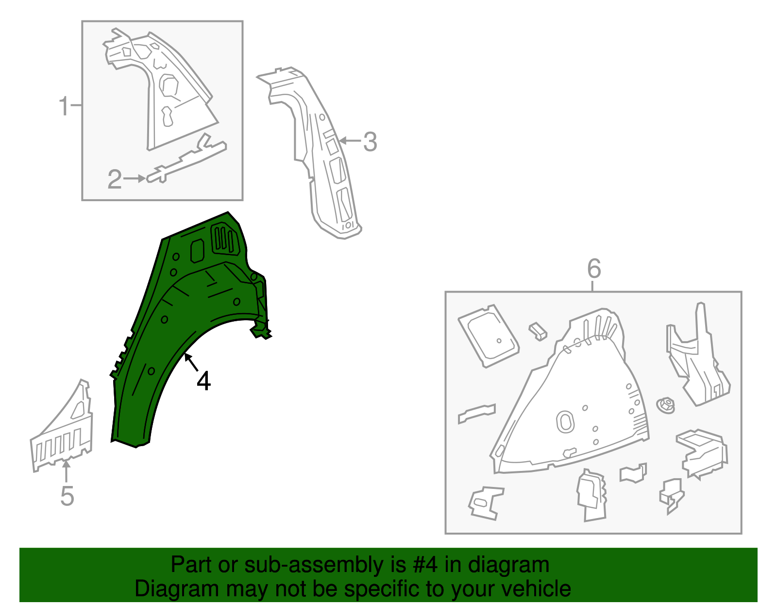 2012-2020 Chevrolet Sonic Rear Driver Side Wheelhouse Outer Panel ...