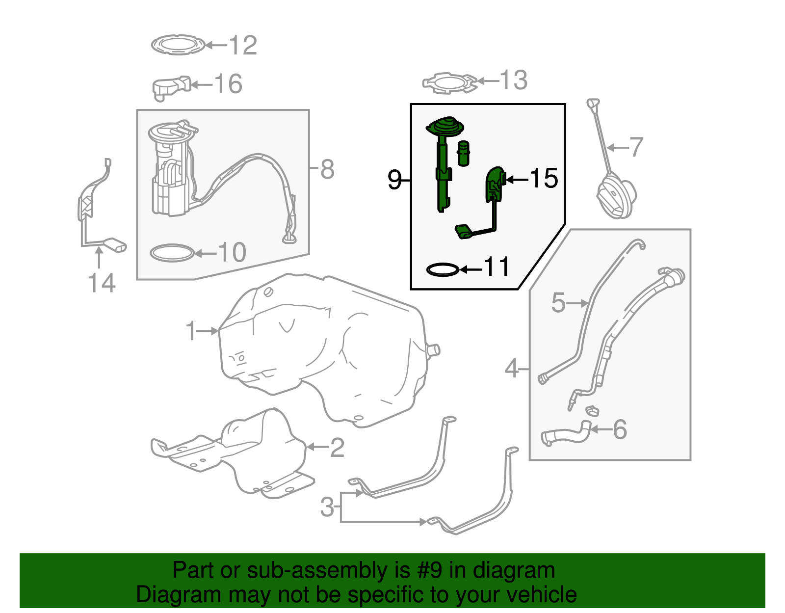 2010-2017 GM Fuel Tank Sending Unit Kit with Flange, Sending Unit ...