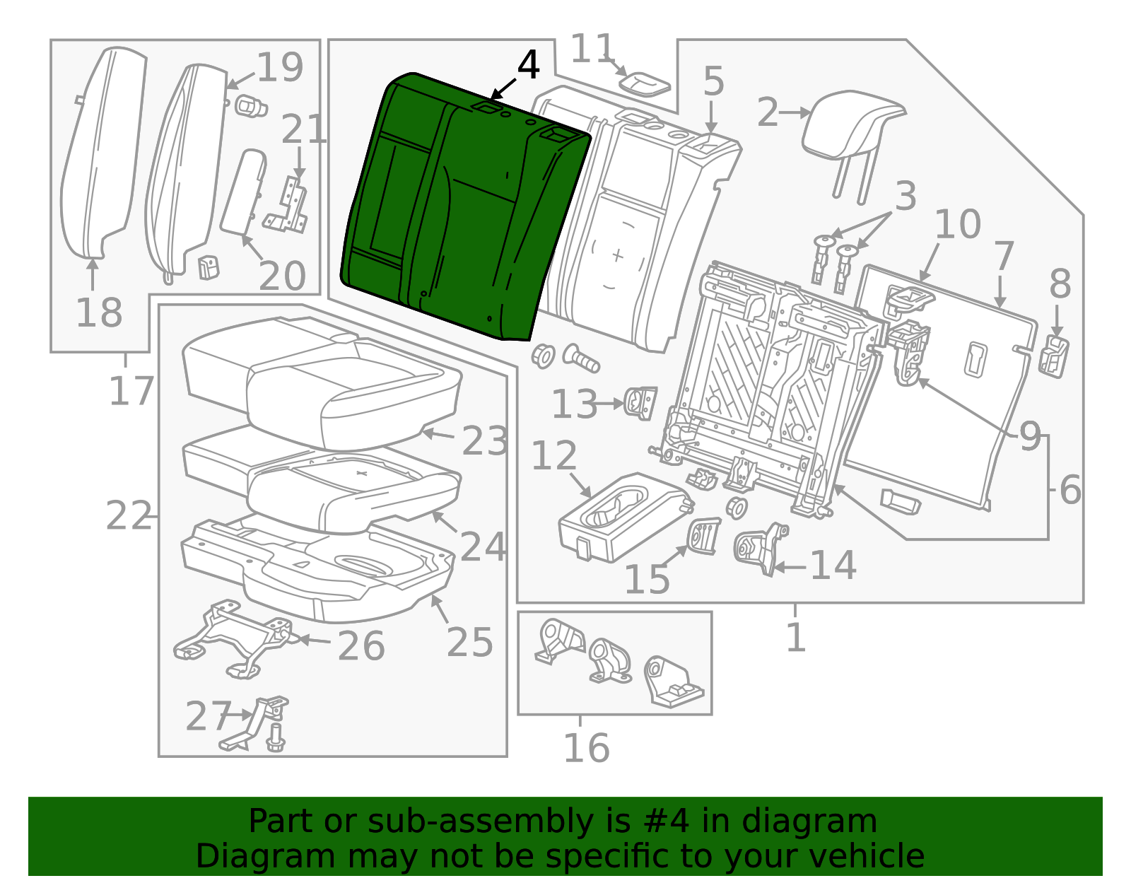 42395092 - 2017-2020 Chevrolet Trax - Brandy Rear Driver Side Seat Back ...
