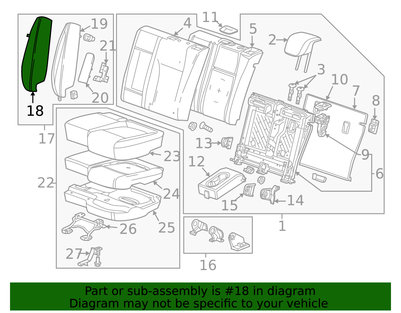 2015-2016 Chevrolet Trax Medium Titanium Rear Driver Side Seat Back ...