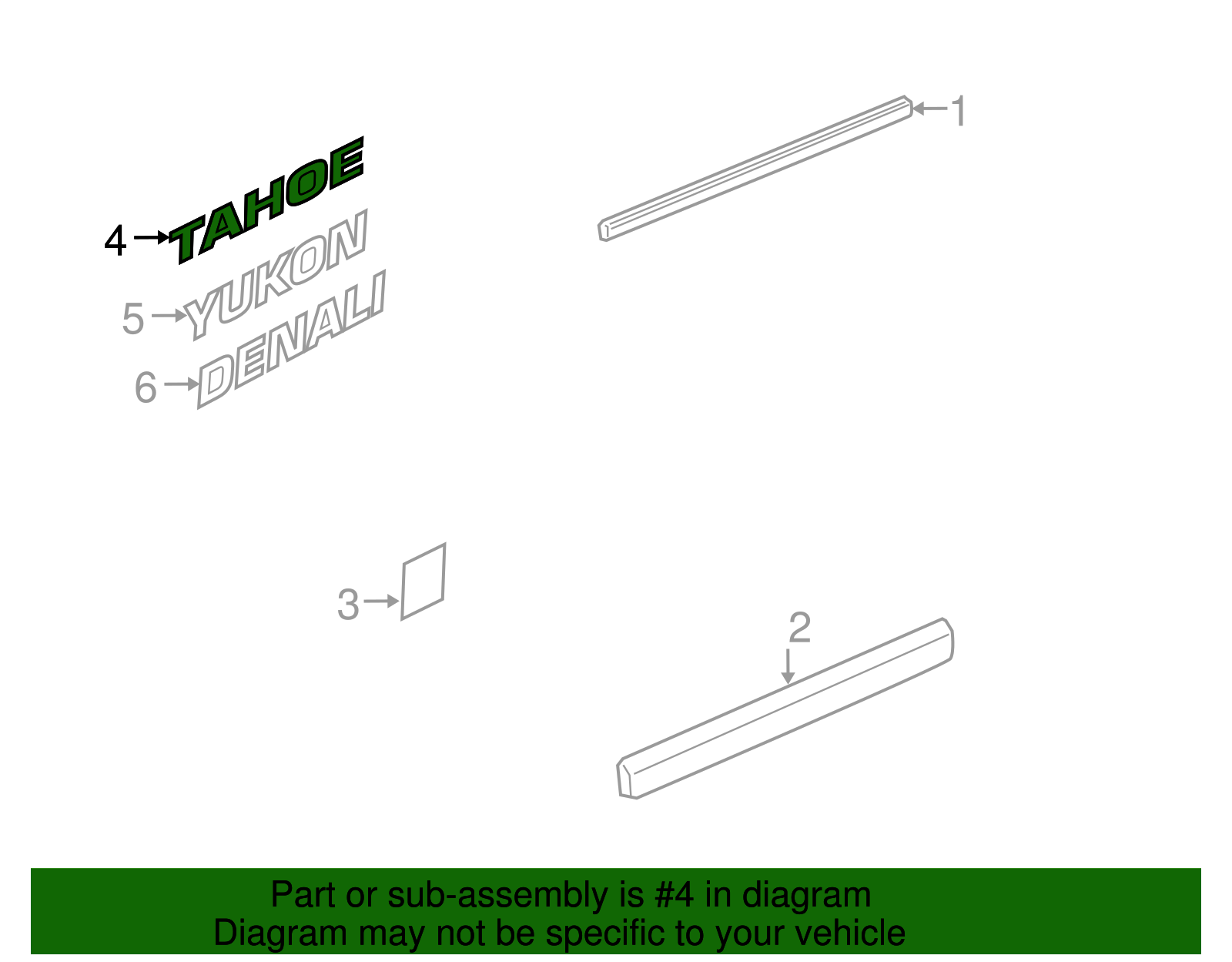 15825693 - 2007-2020 Chevrolet Tahoe - Bright Chrome Tahoe Name Plate ...