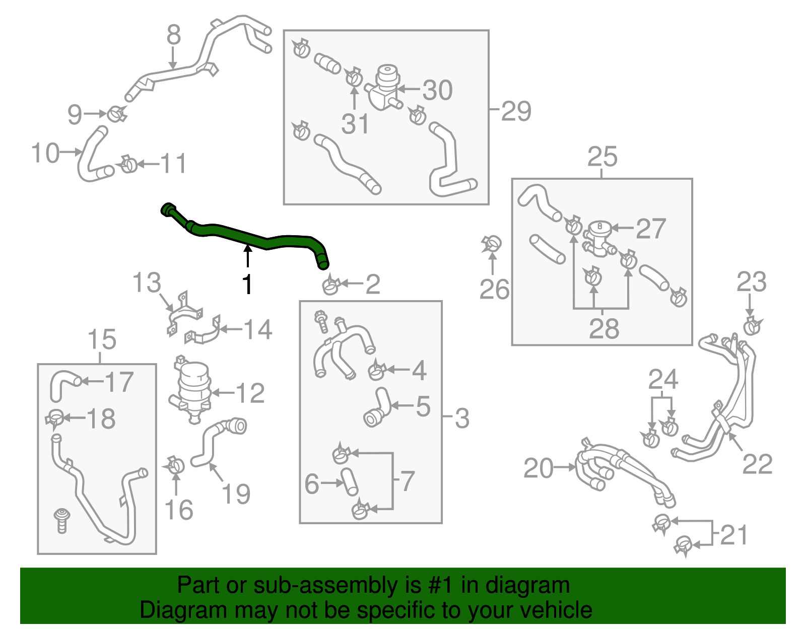 7P0-122-109-C - Reservoir Hose 2011-2015 Volkswagen Touareg ...