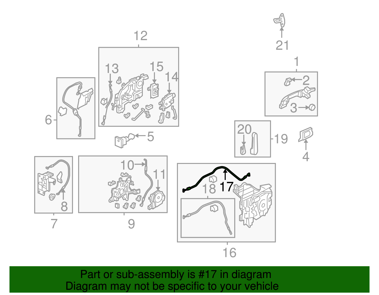 72672-SHJ-A01 - 2005-2010 Honda Odyssey - Cable Assembly Slide Door ...