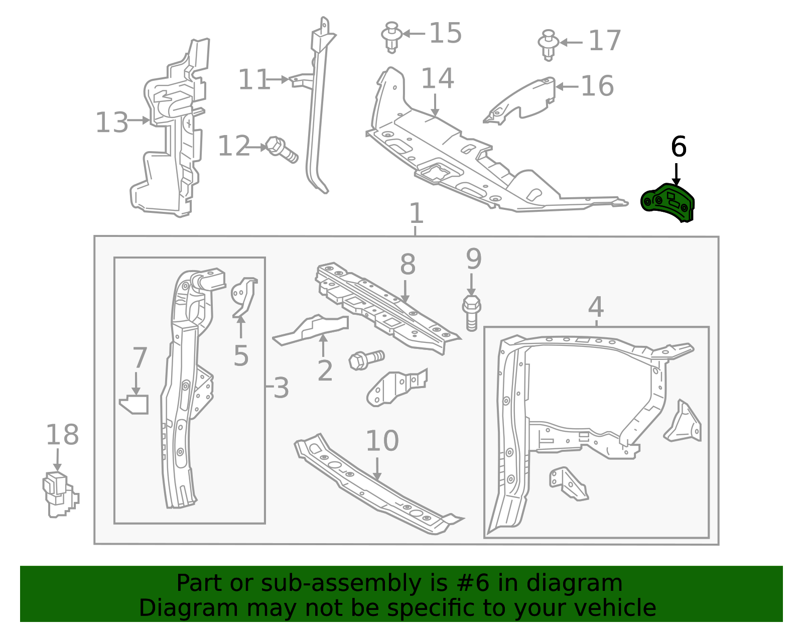 53717-0E070 - Fender Mtg Bkt Plate - 2014-2019 Toyota Highlander ...