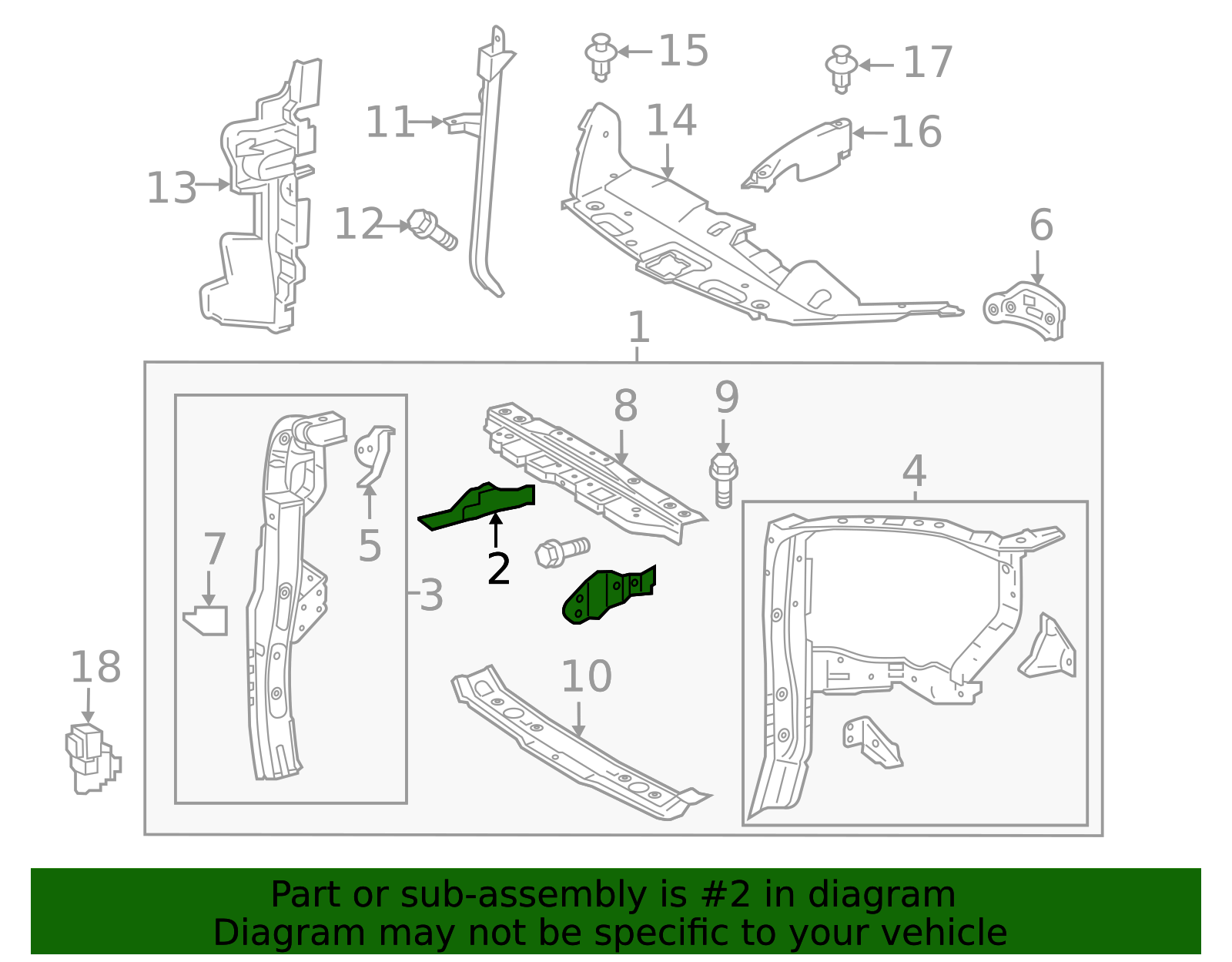 Genuine Toyota Radiator Support Brace part# 57226-0E060 for 2014-2019 ...