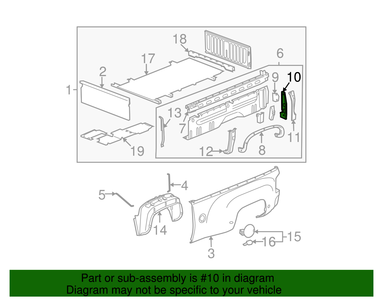 2007-2014 GM Passenger Side Pickup Box Side Panel Rear Outer Front ...
