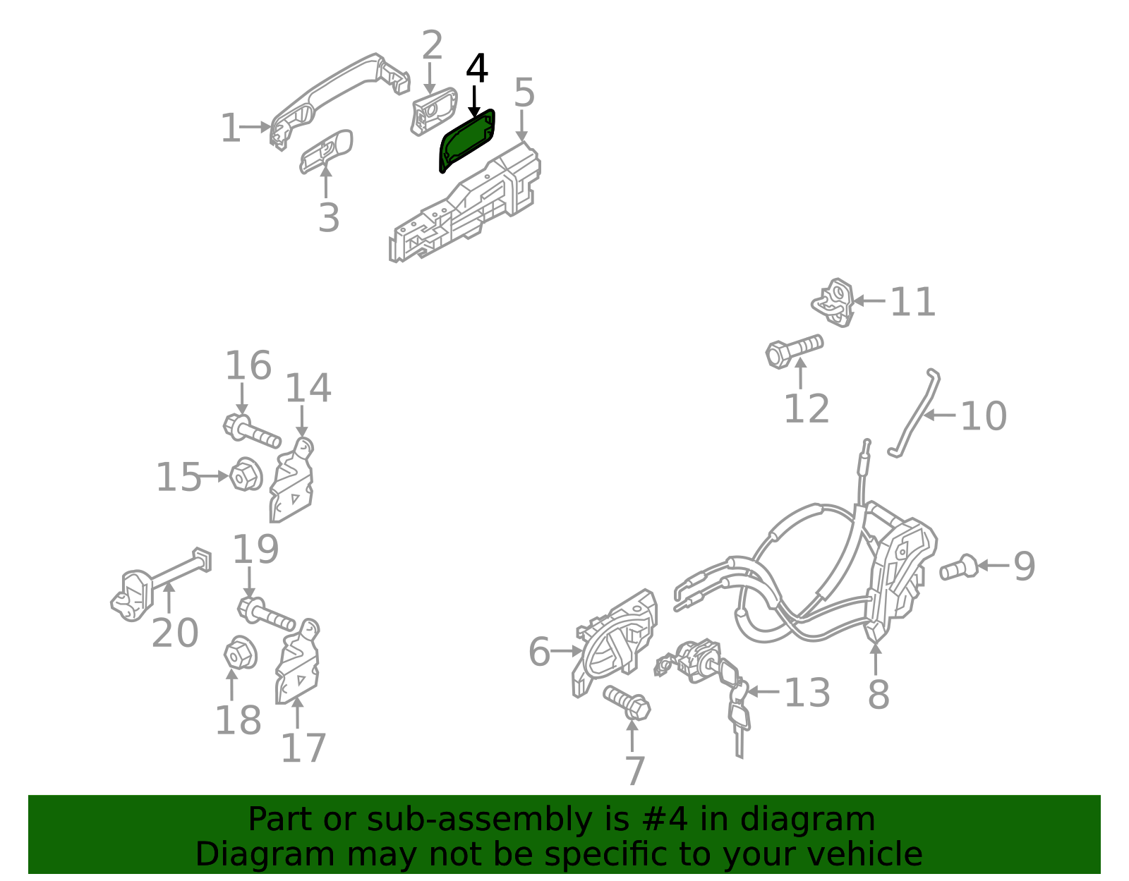 80654-1FA0A - Handle, Outside Gasket 2009-2017 Nissan | Official Nissan ...