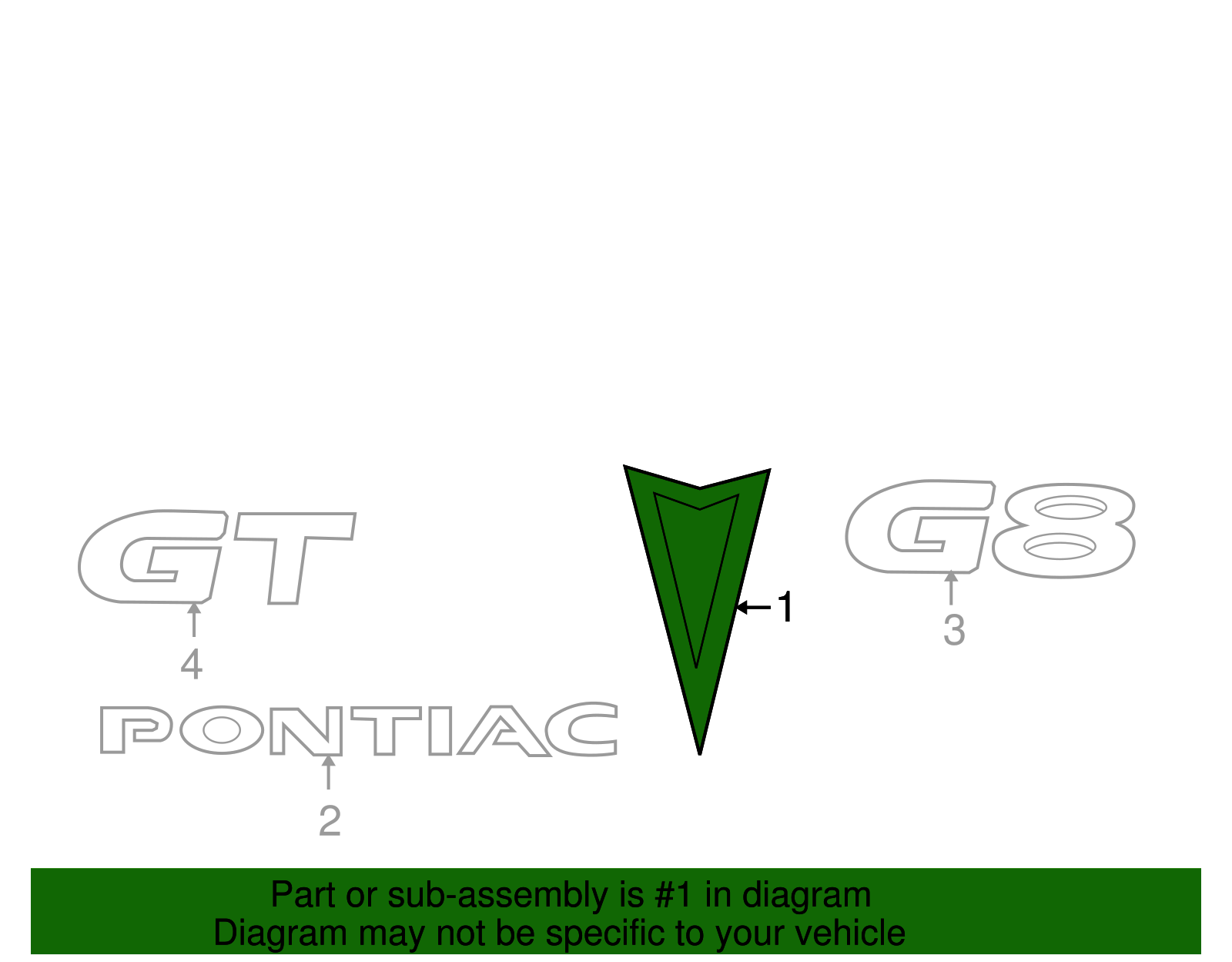 92205490 - 2008-2009 Pontiac G8 - Deck Lid V-Crest Logo | Partners Chevy