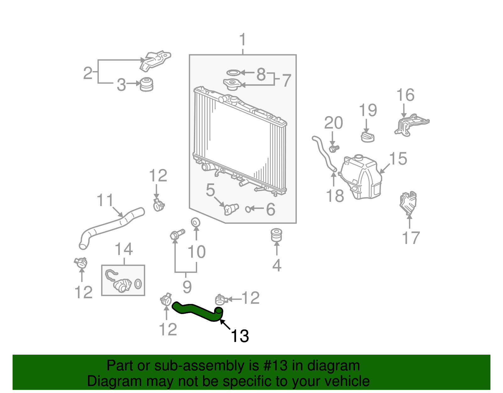 2007-2012 Acura RDX Lower Hose 19505-RWC-A00 | AcuraPartsNow.com