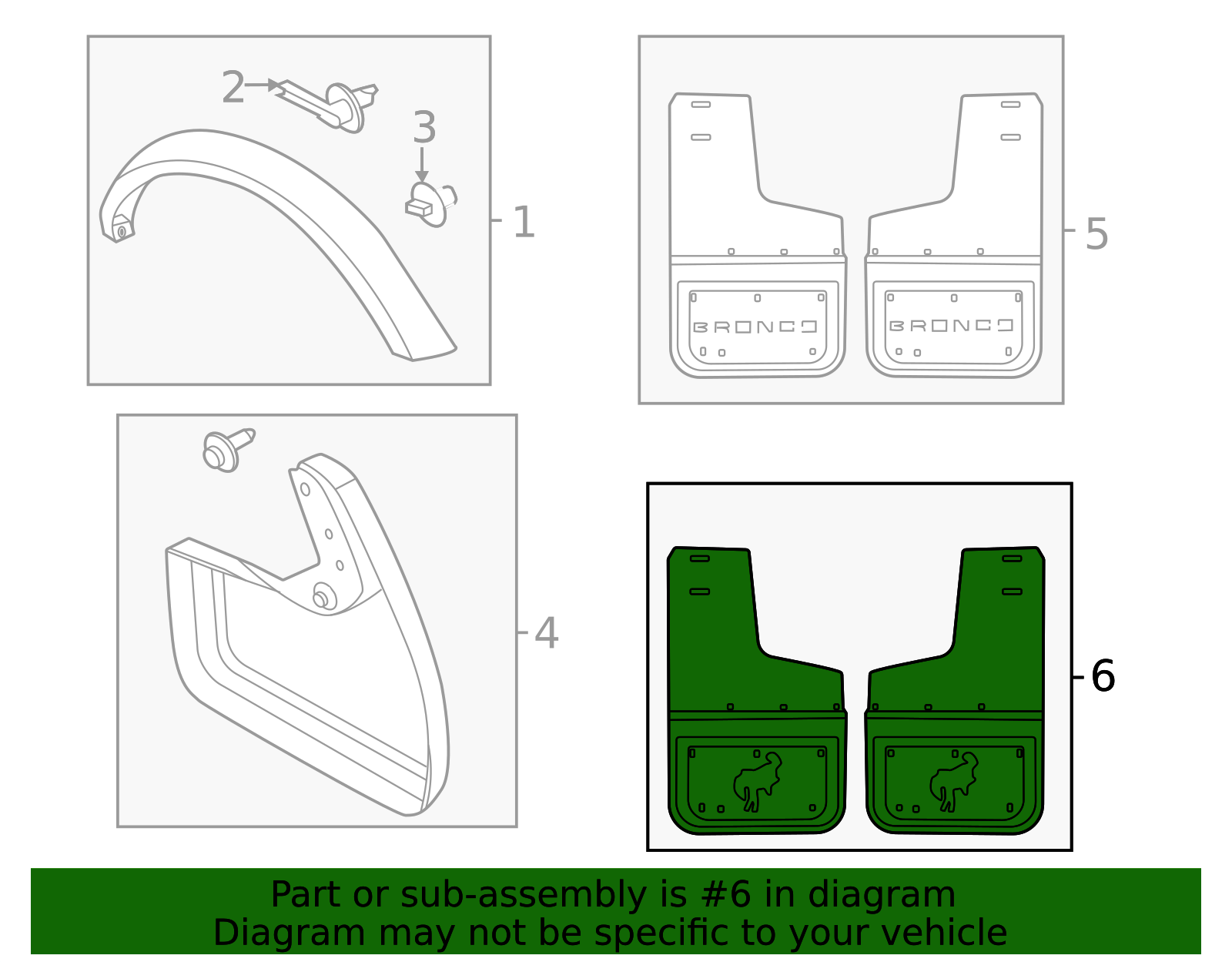 2021-2025 Ford Bronco Splash Guards - Molded Rear Pair M2DZ-16A550-BB ...