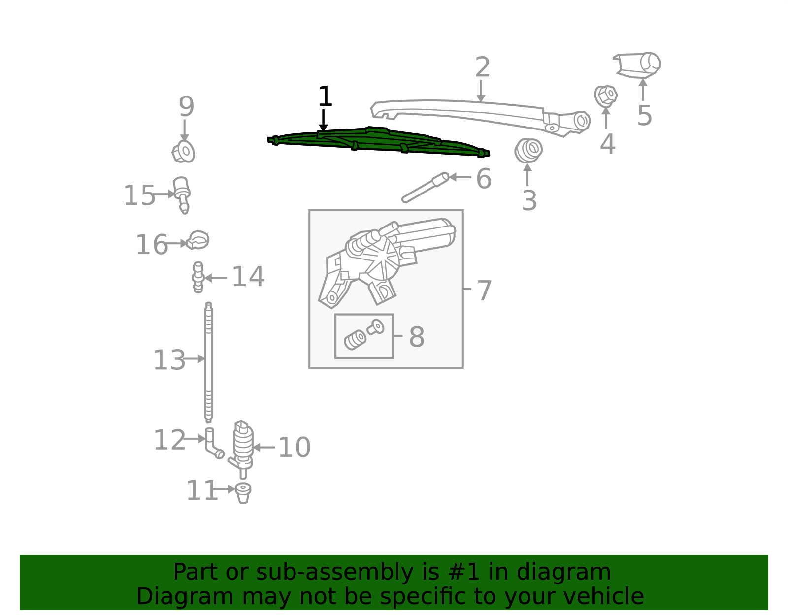 8R0-955-425 - 2008-2017 Audi Q5 Rear Wiper Blade 2009-2017 Audi | Audi ...