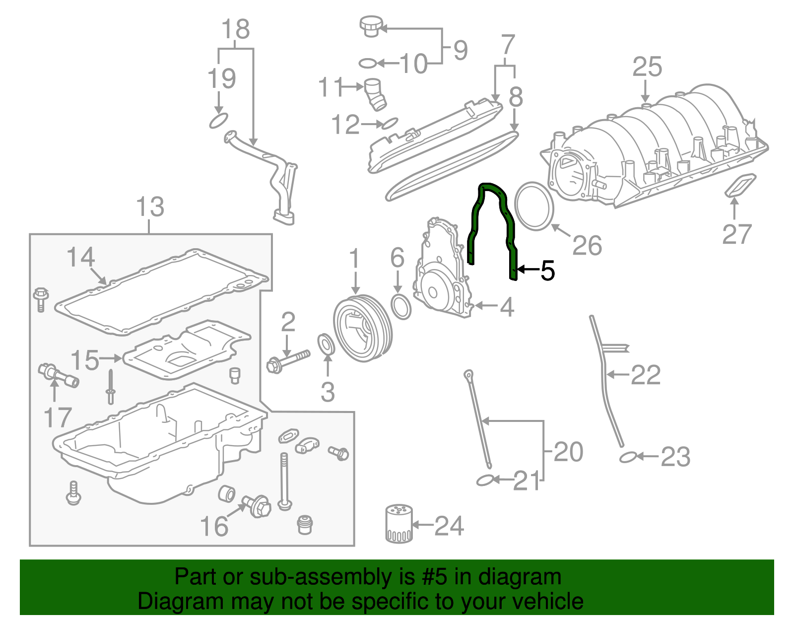 12639249 - 1997-2020 GM - Crankshaft Rear Oil Seal Housing Gasket ...