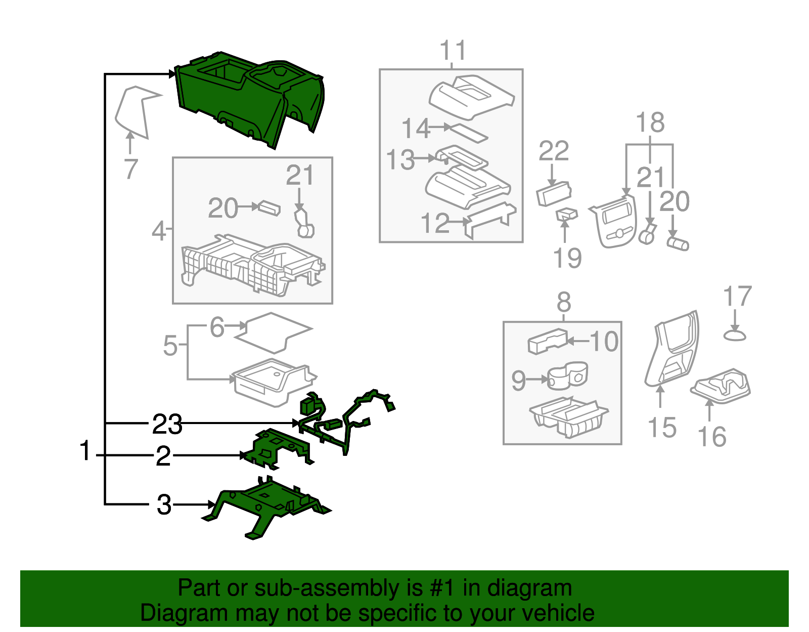 22889193 - Light Cashmere Front Floor Compartment 2010-2014 GMC ...