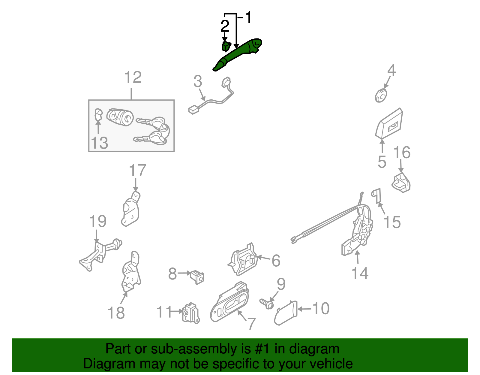 2010-2015 Mazda Handle, Outside - Driver's Side (LH) GJ6A-59-410R-50 ...