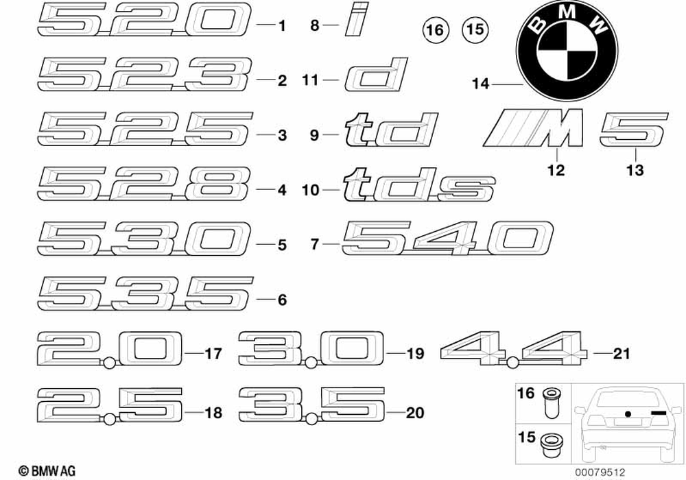 51148203864 - BMW Trunk Lid Badge 1995-2003 BMW | Performance Auto Parts