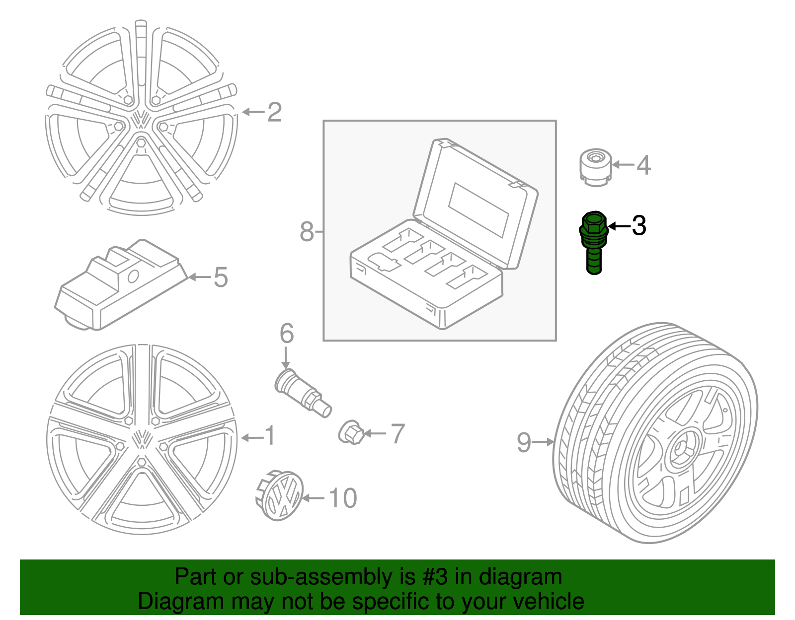 2004-2017 Volkswagen Touareg Wheel Bolt WHT-002-529 | vwpartscenter