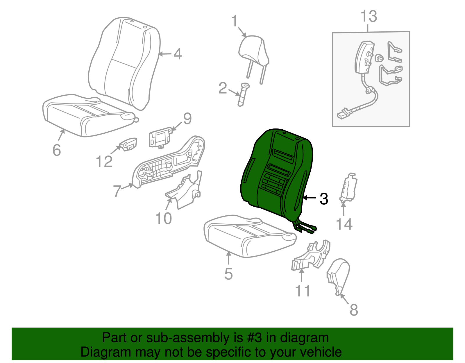 81527-TM8-A91 - 2012-2014 Honda Insight - Pad L Front Seat-Back | Honda ...