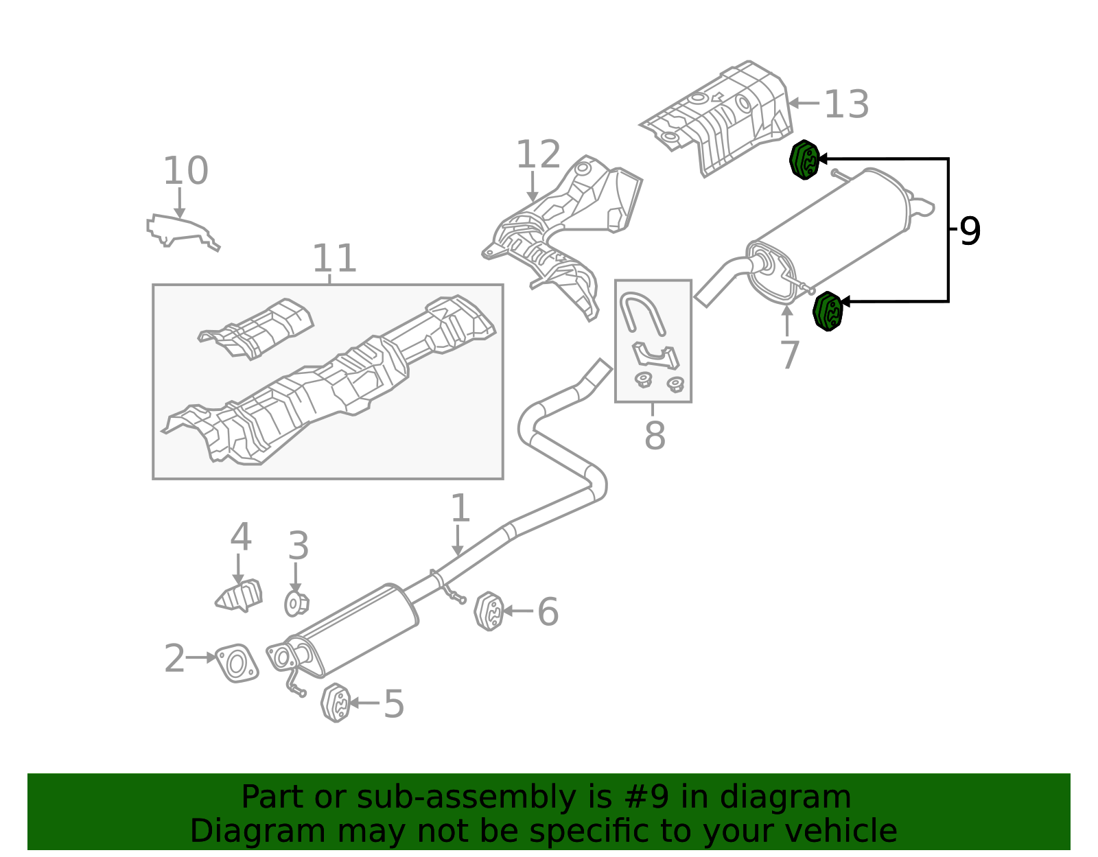2011-2022 Ford Rear Muffler Insulator BE8Z-5A262-B | QuirkParts
