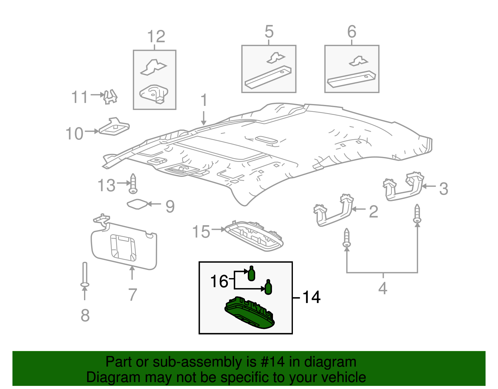 2013-2019 Ford Taurus | Reading Lmp Assembly | DG1Z-13776-AA | Walls ...