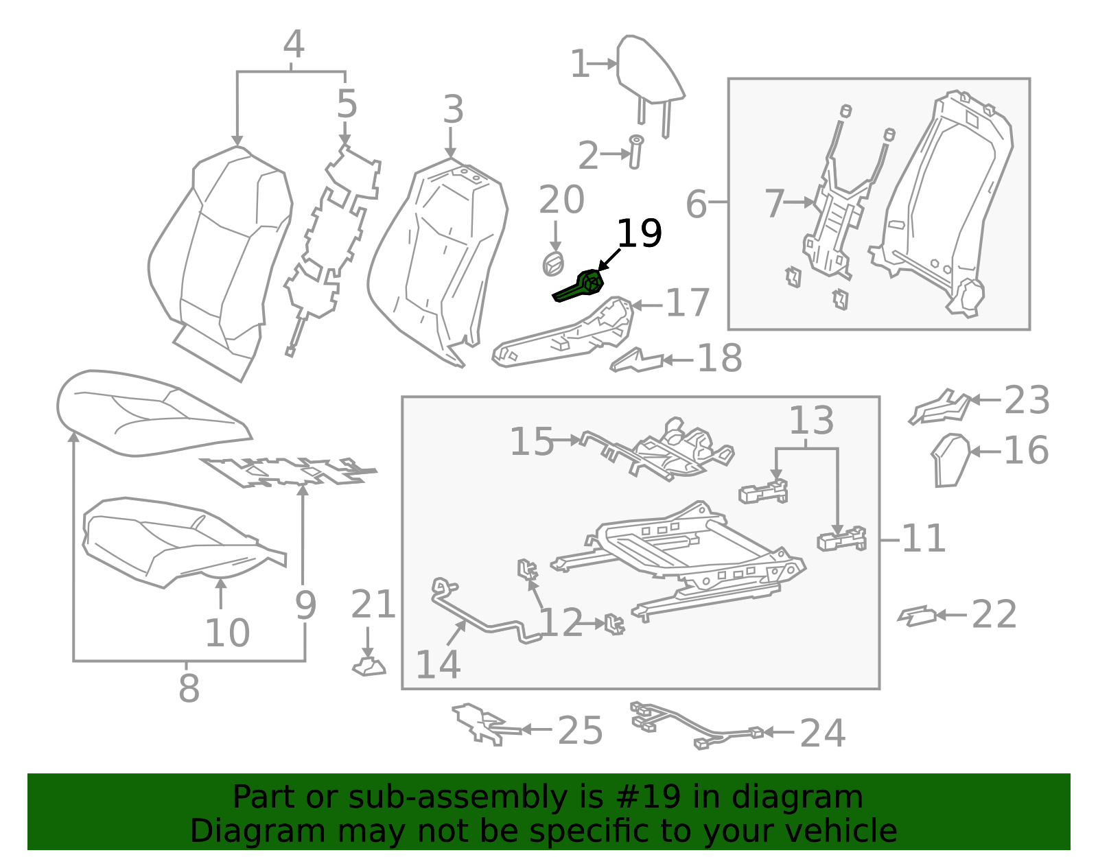 2018-2025 Toyota Recline Handle 72525-02340-C0 | Bam Wholesale Parts