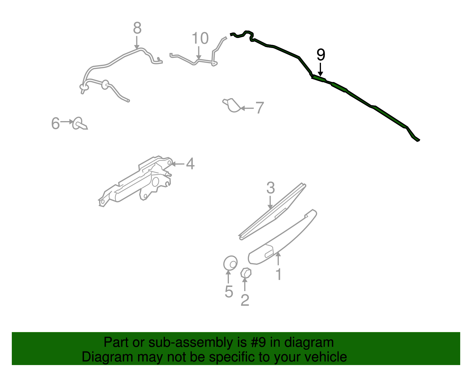 2010-2019 Ford Flex | Washer Hose | AA8Z-17A605-B | Walls' Ford Parts