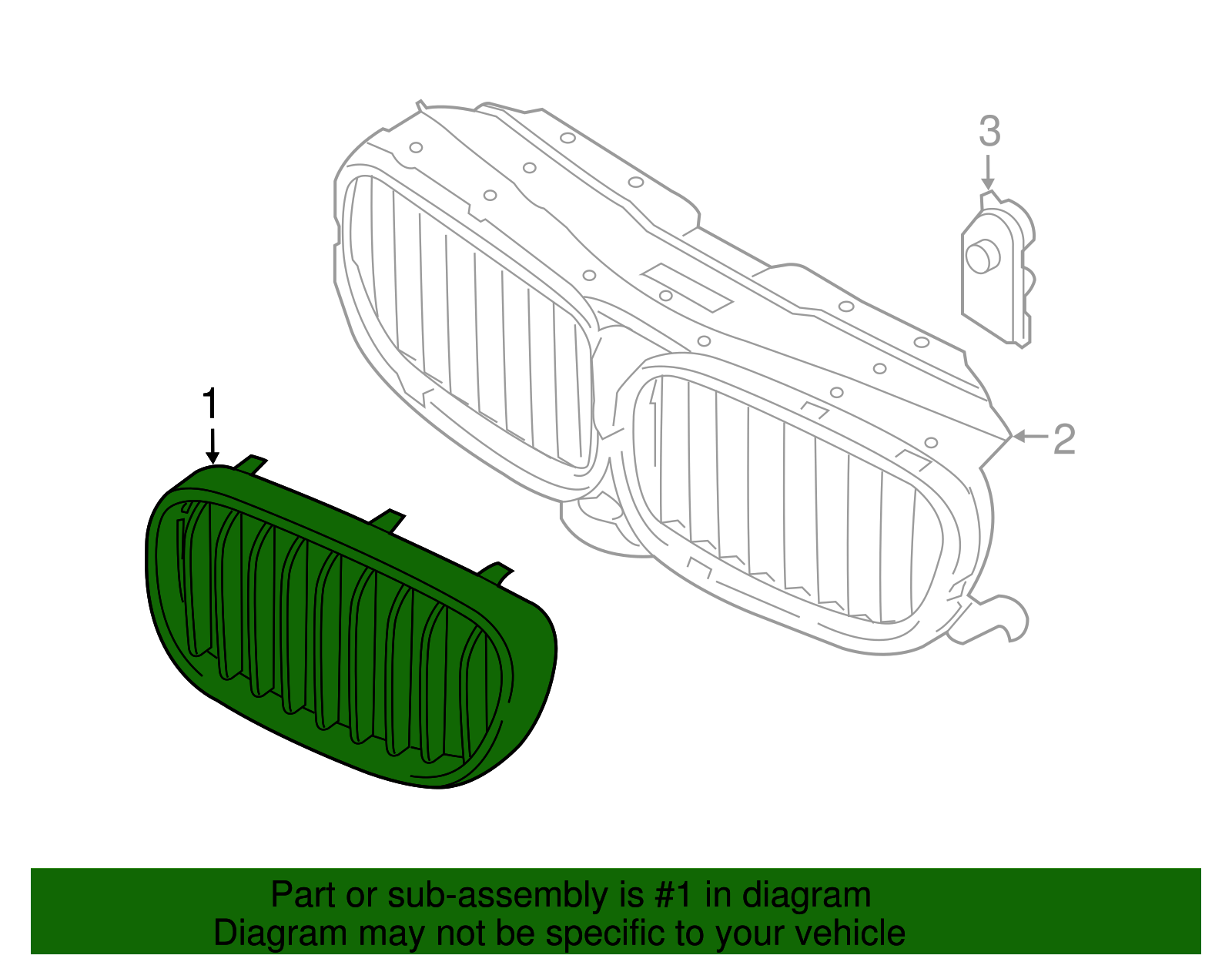 51138065539 - 2016-2019 BMW Grille Front Left (51-13-8-065-539) | BMW ...