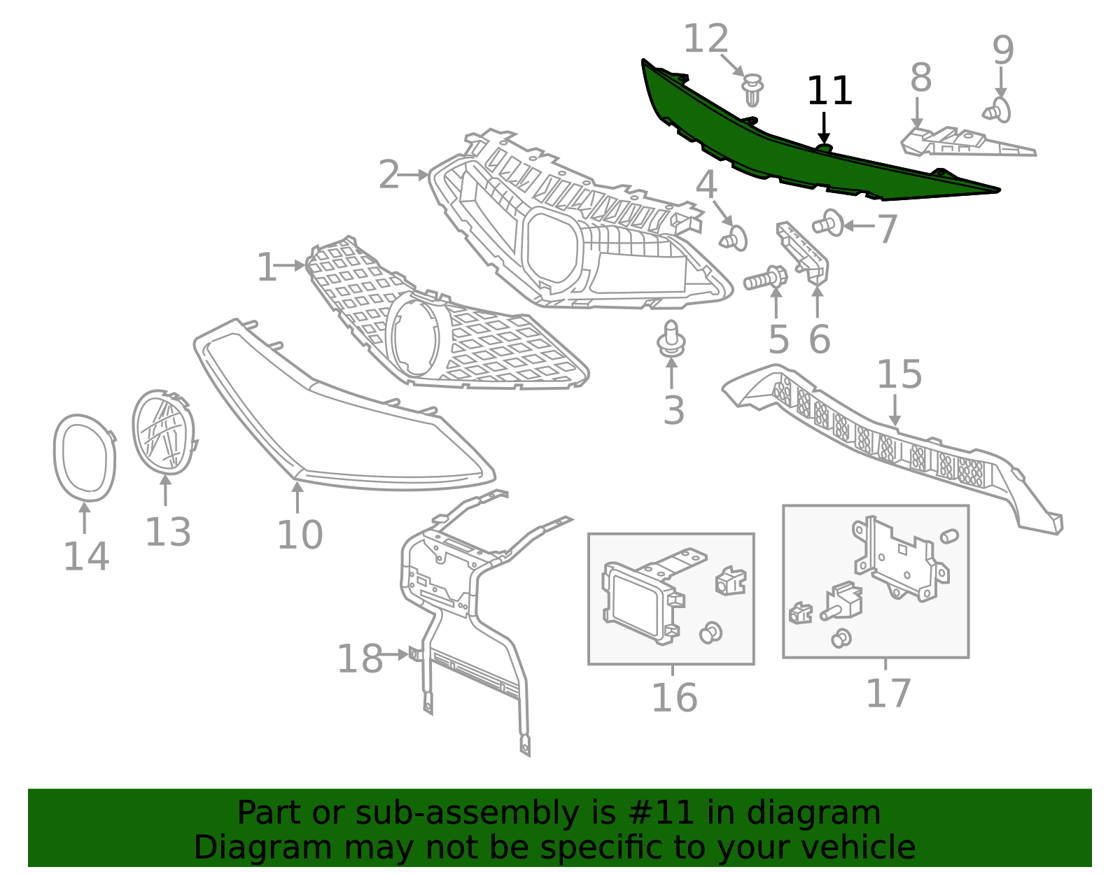 71105-T3R-A00ZC - 2019-2020 Acura ILX - Garnish, Front Grille *NH893P ...