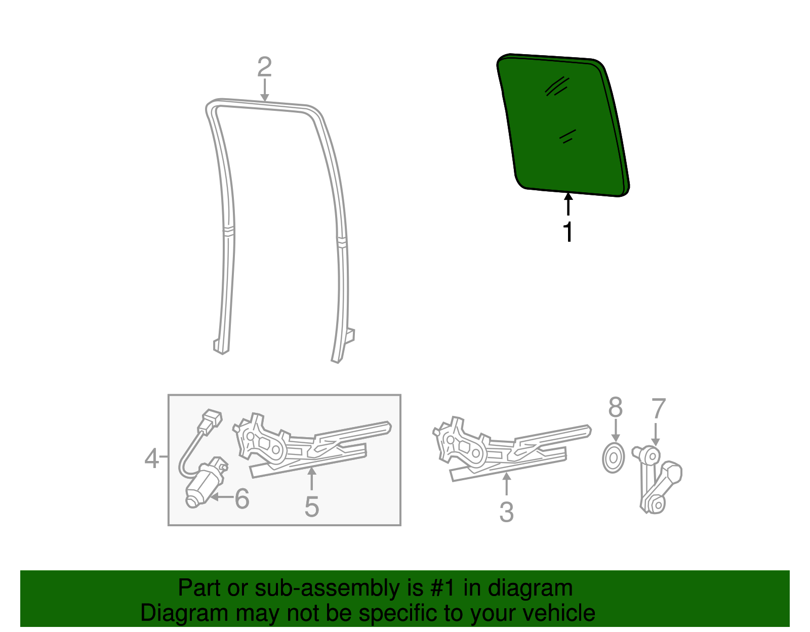 2012-2016 Ford | Door Glass | CC3Z-2625713-A | Walls' Ford Parts
