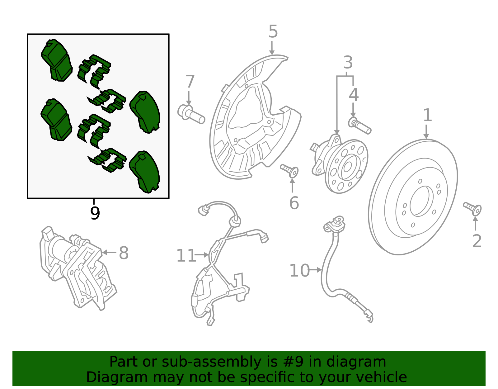 58302-K4A05 - Pad Kit Rear Disc Brake 2019-2023 Hyundai Kona Electric ...