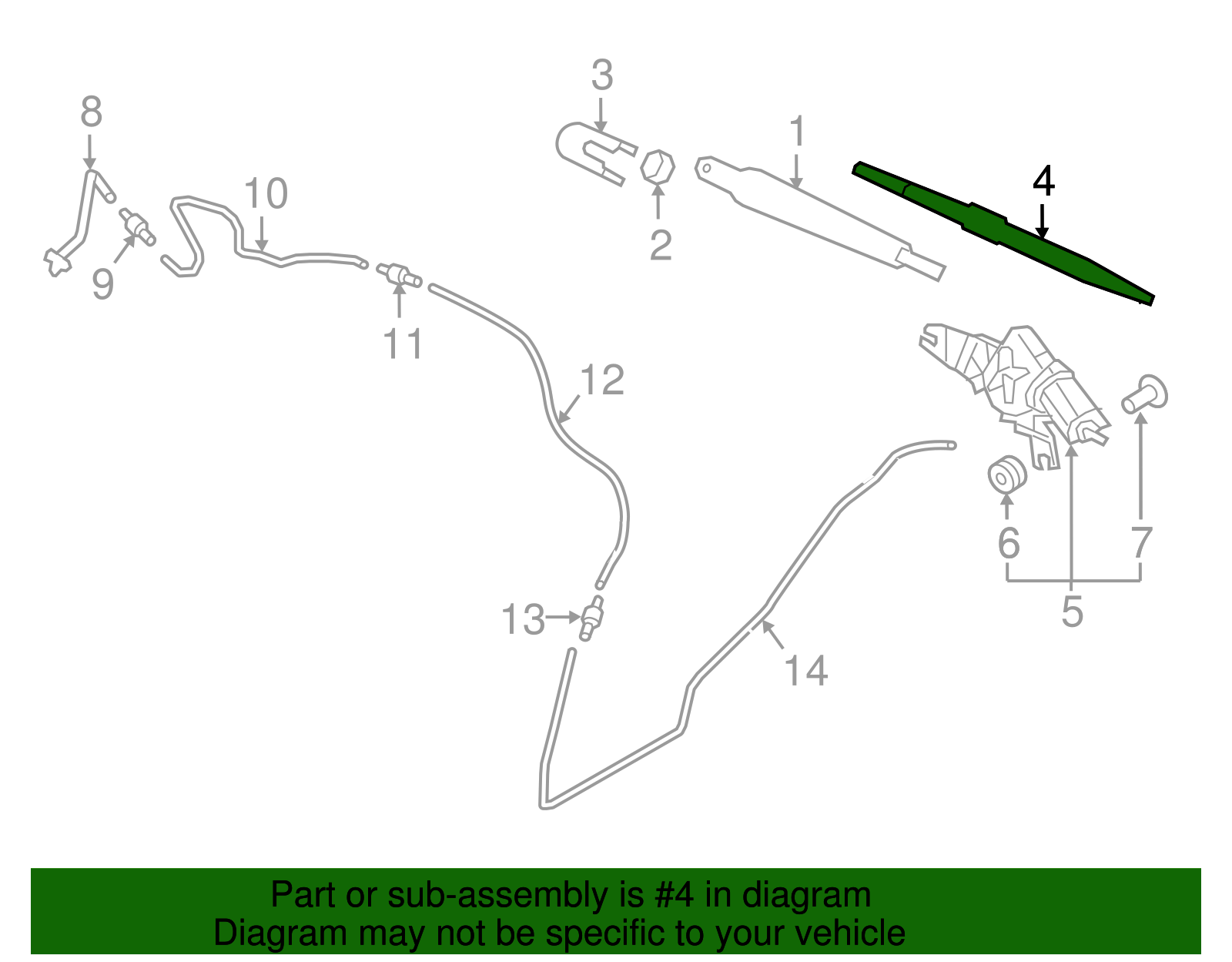 2016-2025 Kia Back Glass Wiper Blade 98850-C5100 | Kia Automotive Parts