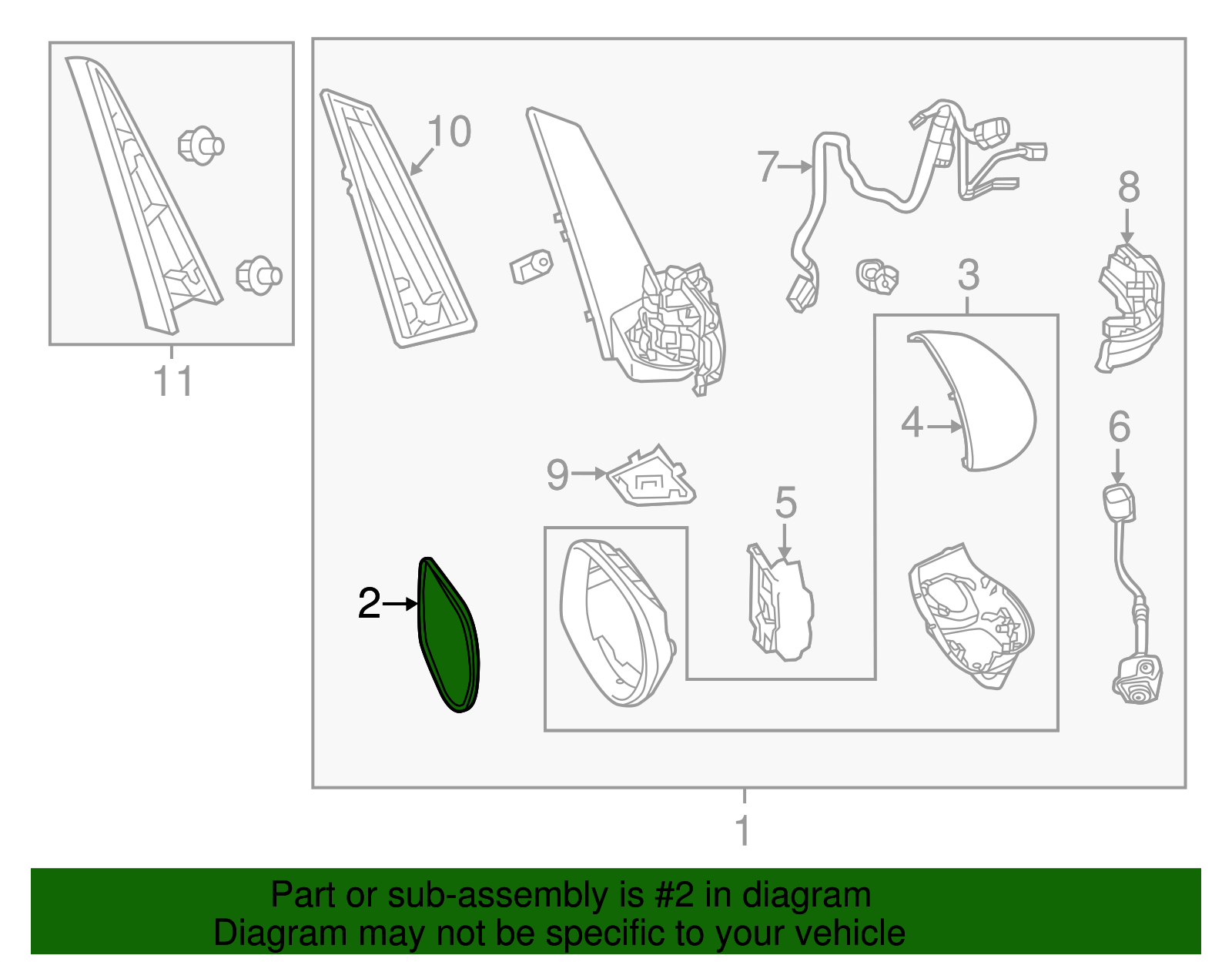 OEM 2014-2017 Honda Odyssey Mirror Glass 76253-TK8-A51 | Honda ...