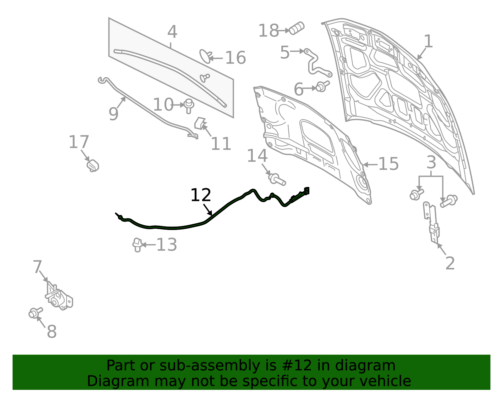2013-2014 Ford Mustang | Release Cable | DR3Z-16916-A | Walls' Ford Parts