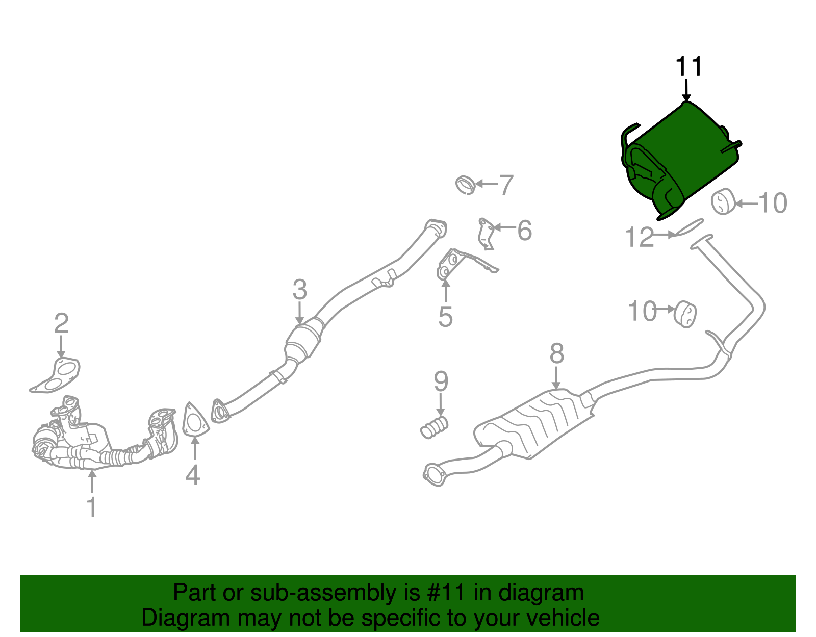 2012-2020 Subaru Muffler & Pipe 44300FJ121 | Subaru Parts Guys