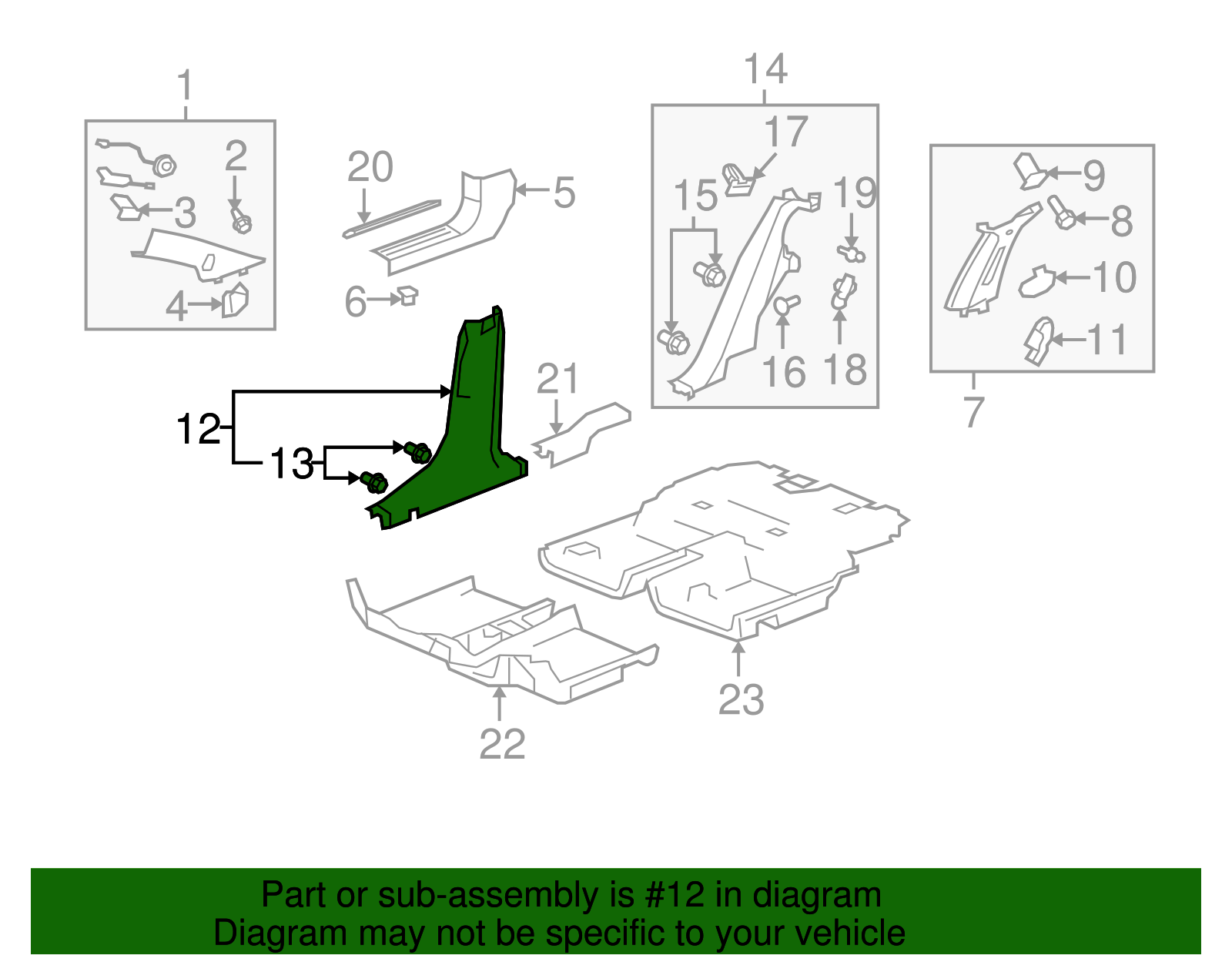 2007-2009 Saturn Aura Lower Center Pillar Trim 25946392 | Capital Chevy ...