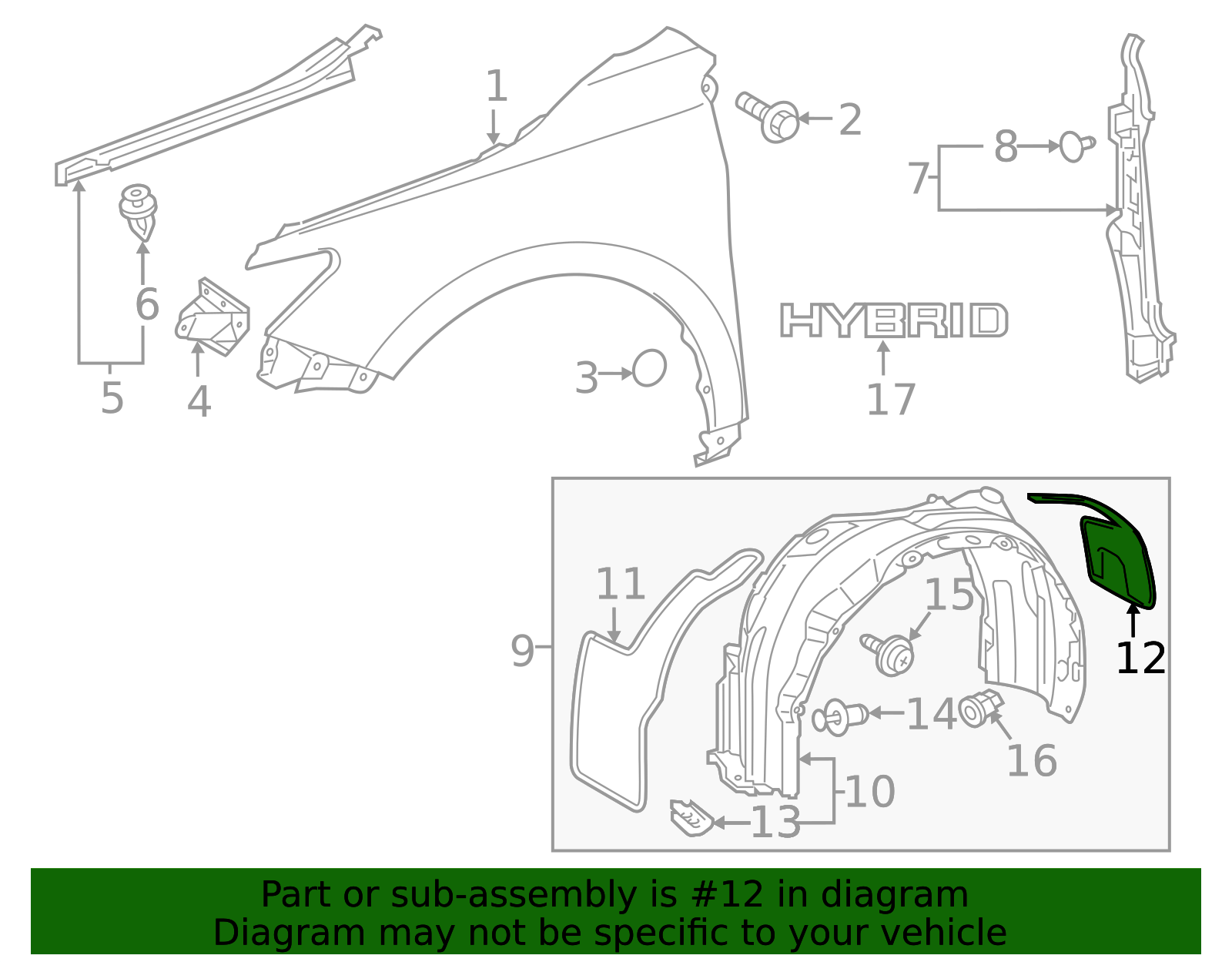 2015-2018 Toyota Fender Liner Seal 53885-06110 | Toyota Parts Center